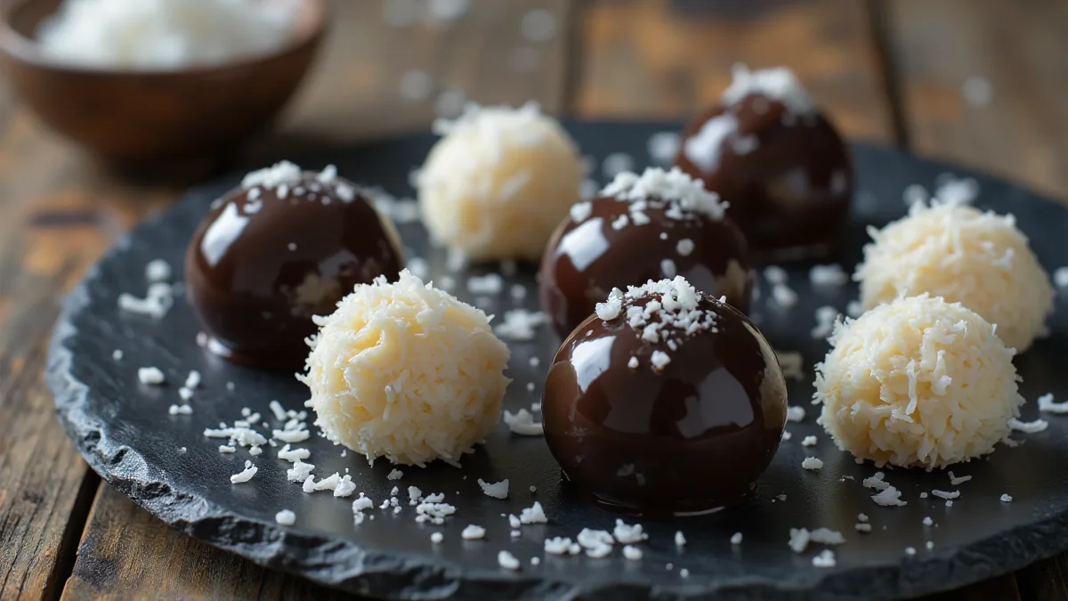 Chocolate Coconut Truffles (Narkel Naru) - Flavelo