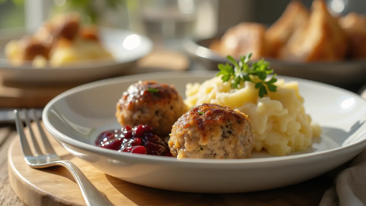 Classic Swedish Meatballs (Köttbullar) with Lingonberry Jam - Flavelo
